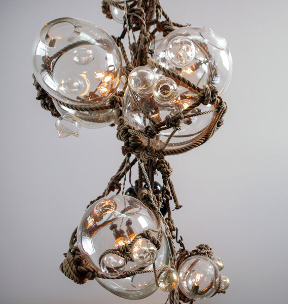 Knotty Bubbles Chandelier - 3 Lg, 2 Sm Bubbles, 5 Barnacles – Roll & Hill